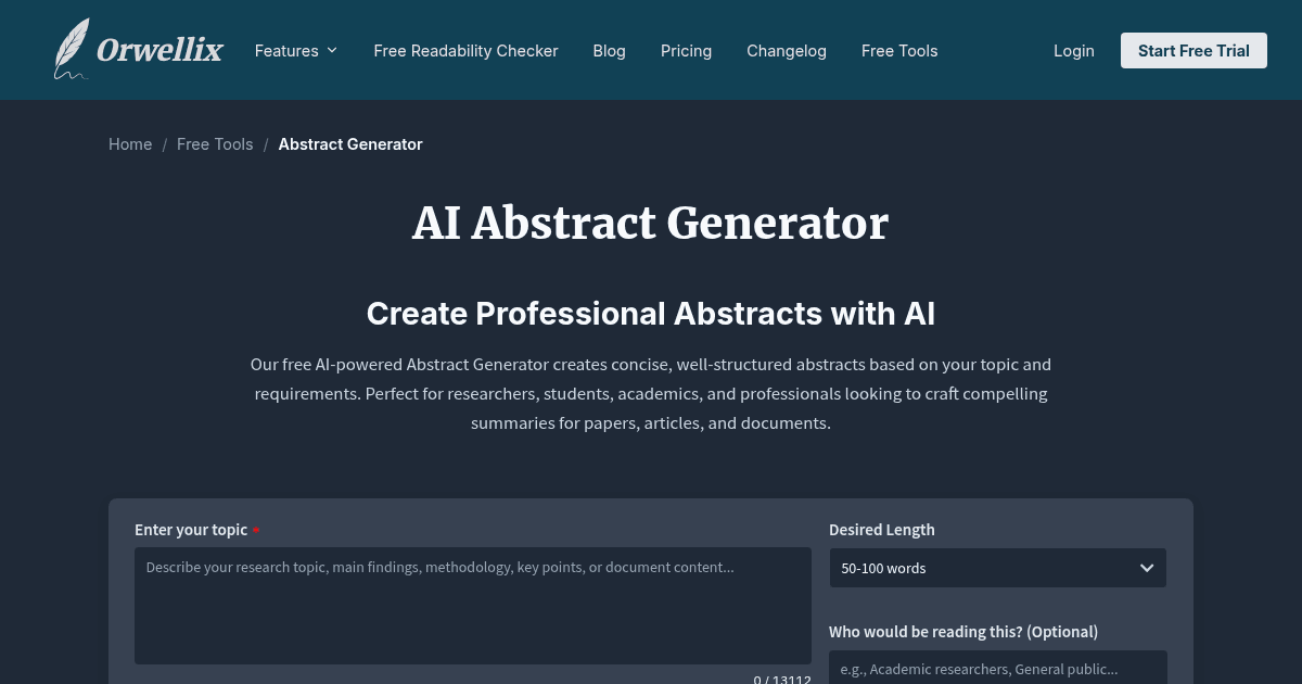 Free AI Abstract Generator | Create Research Abstracts