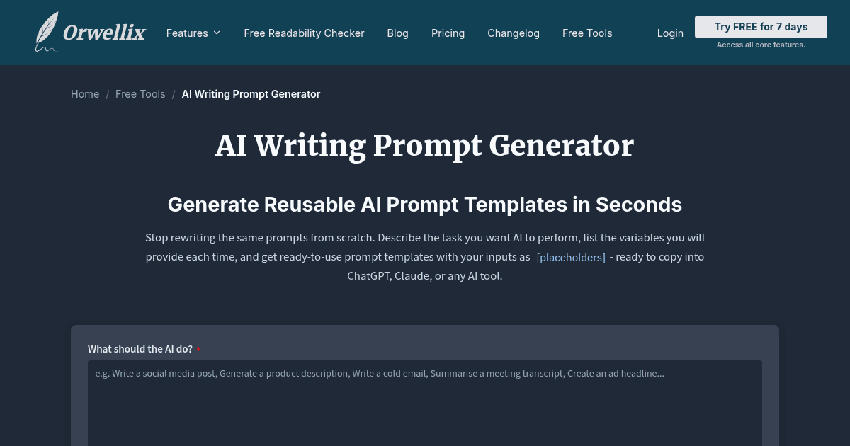 Free AI Writing Prompt Generator