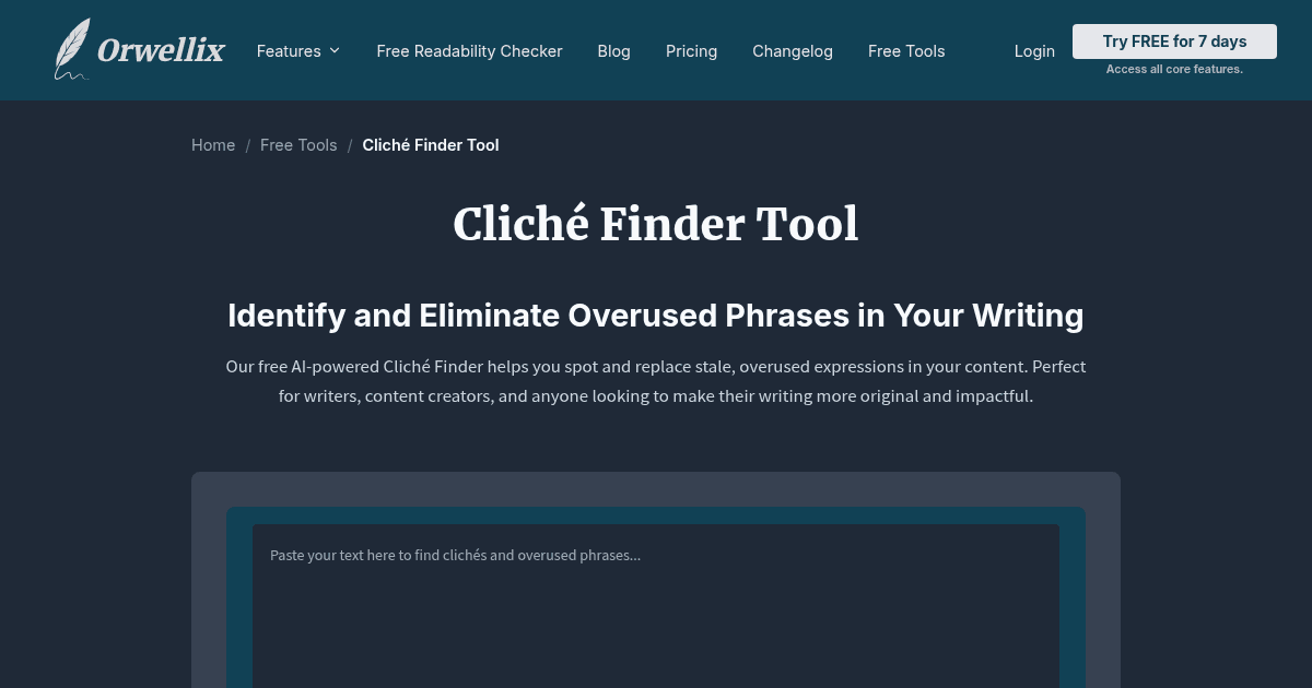 Free Cliché Finder | Eliminate Overused Phrases | Orwellix