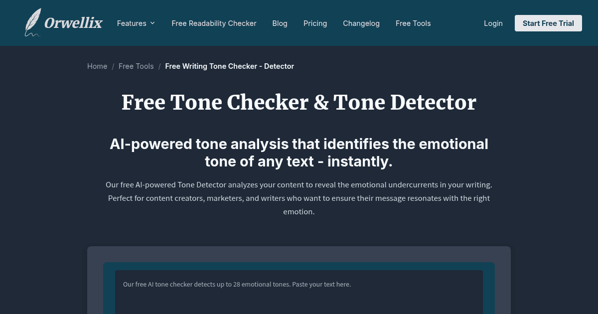 Free Tone Checker & Tone Analyzer - AI Tone Detector | Orwellix